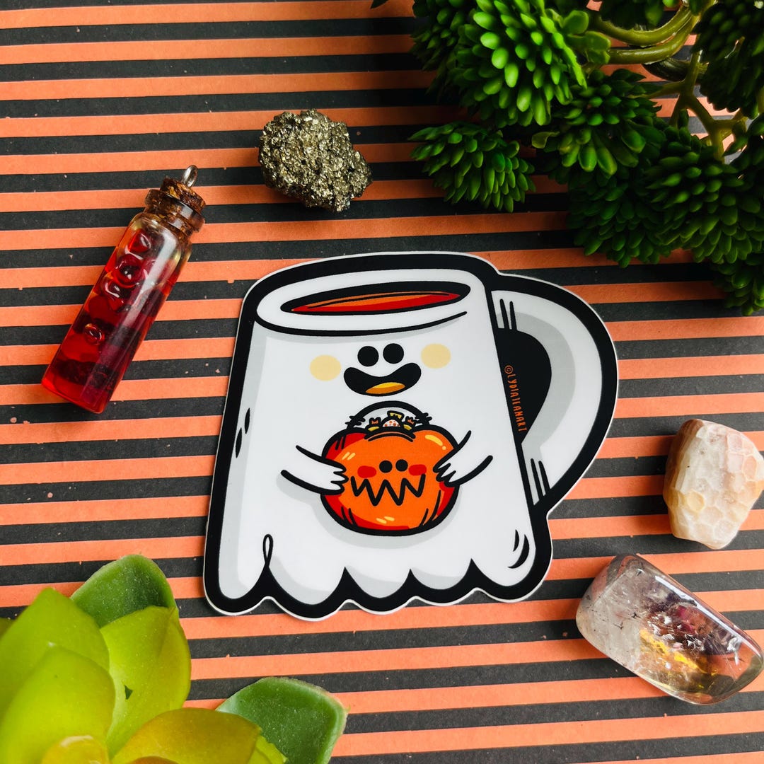 Ghost Coffee Mug Vinyl Sticker - Etsy