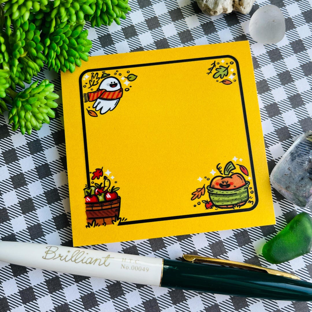 Fall Ghostie Sticky Notepad | Halloween Notepad | Fall Notepad ...