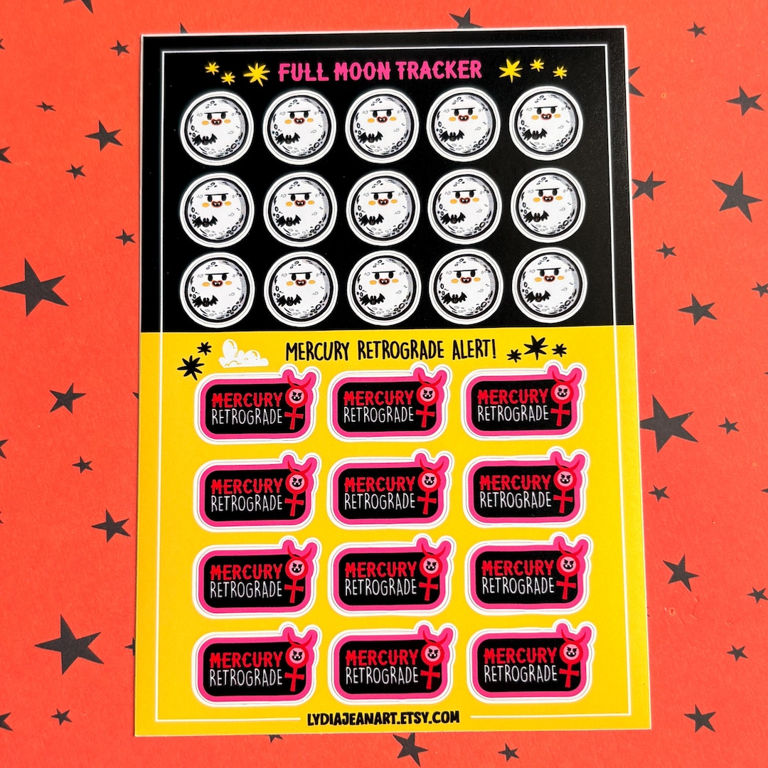 Moon Phase Tracker & Mercury Retrograde Vinyl Sticker Sheet - Etsy