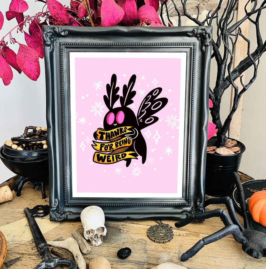 Mothman Art Print | Cryptid Print | Cryptid Art | Mothman Art | Cute ...