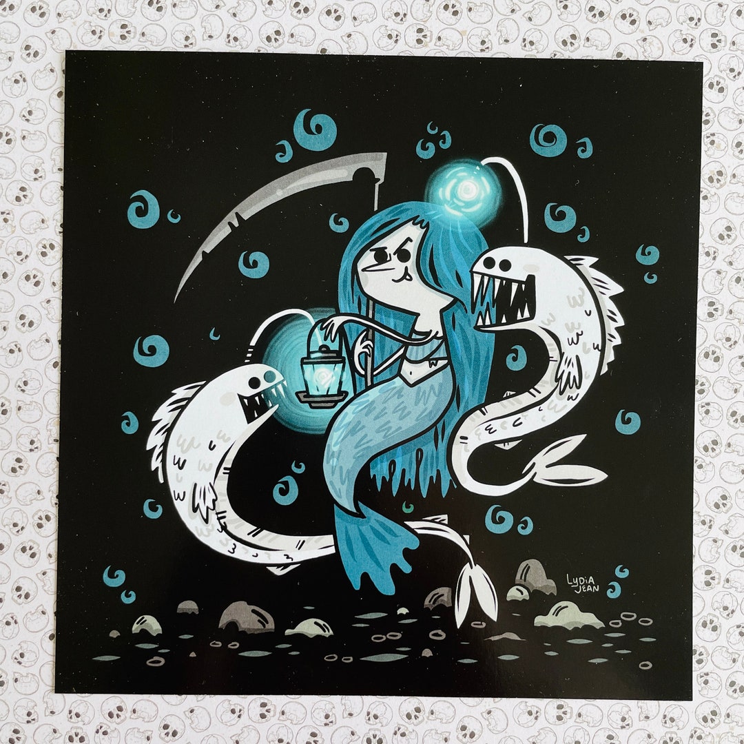 Grim Reaper Mermaid Wall Art Prints | Spooky Mermaid Art | Mermaid Art ...