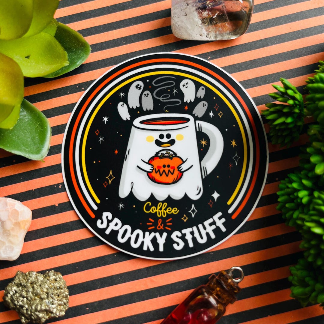 Spooky Stuff & Coffee Vinyl Sticker - Etsy