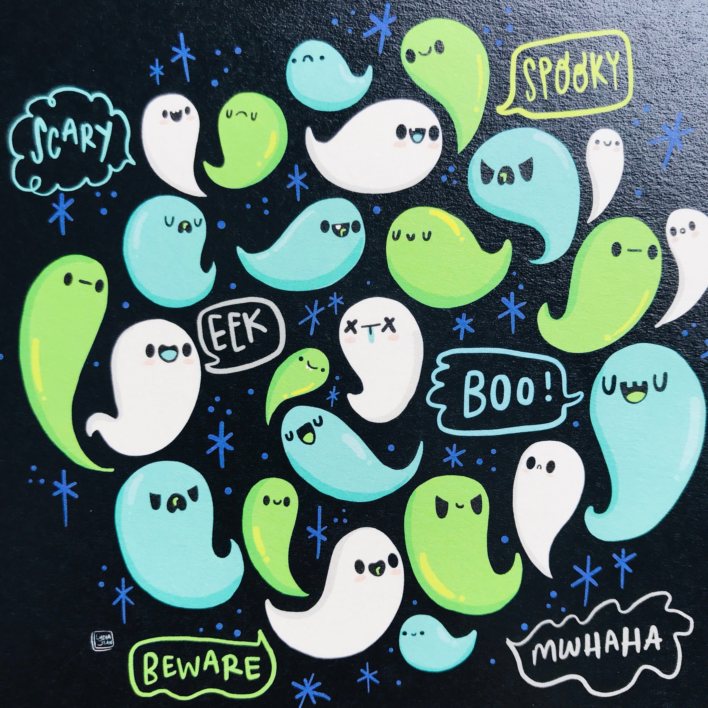 Spooky Ghost Gang Art Print | Cute Halloween Illustration - Etsy