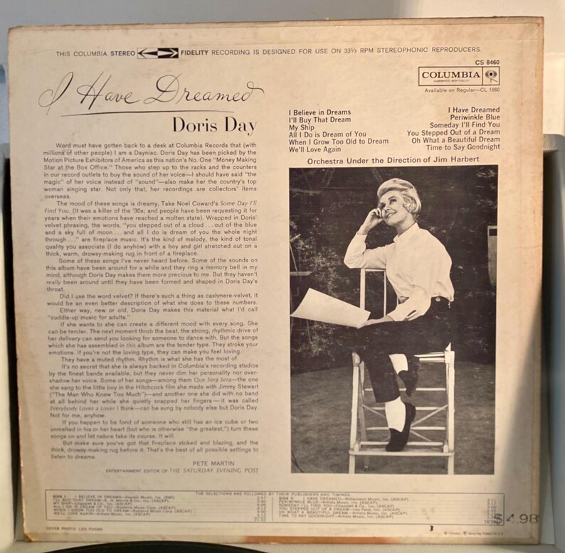 Doris Day - I Have Dreamed, 1961 Preowned Vinyl 33, Professionally ...