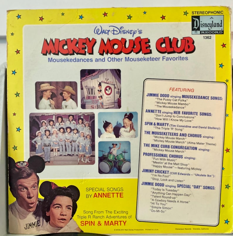 Walt Disney's Mickey Mouse Club: Mouseketeer Favorites, 1975, Preowned ...
