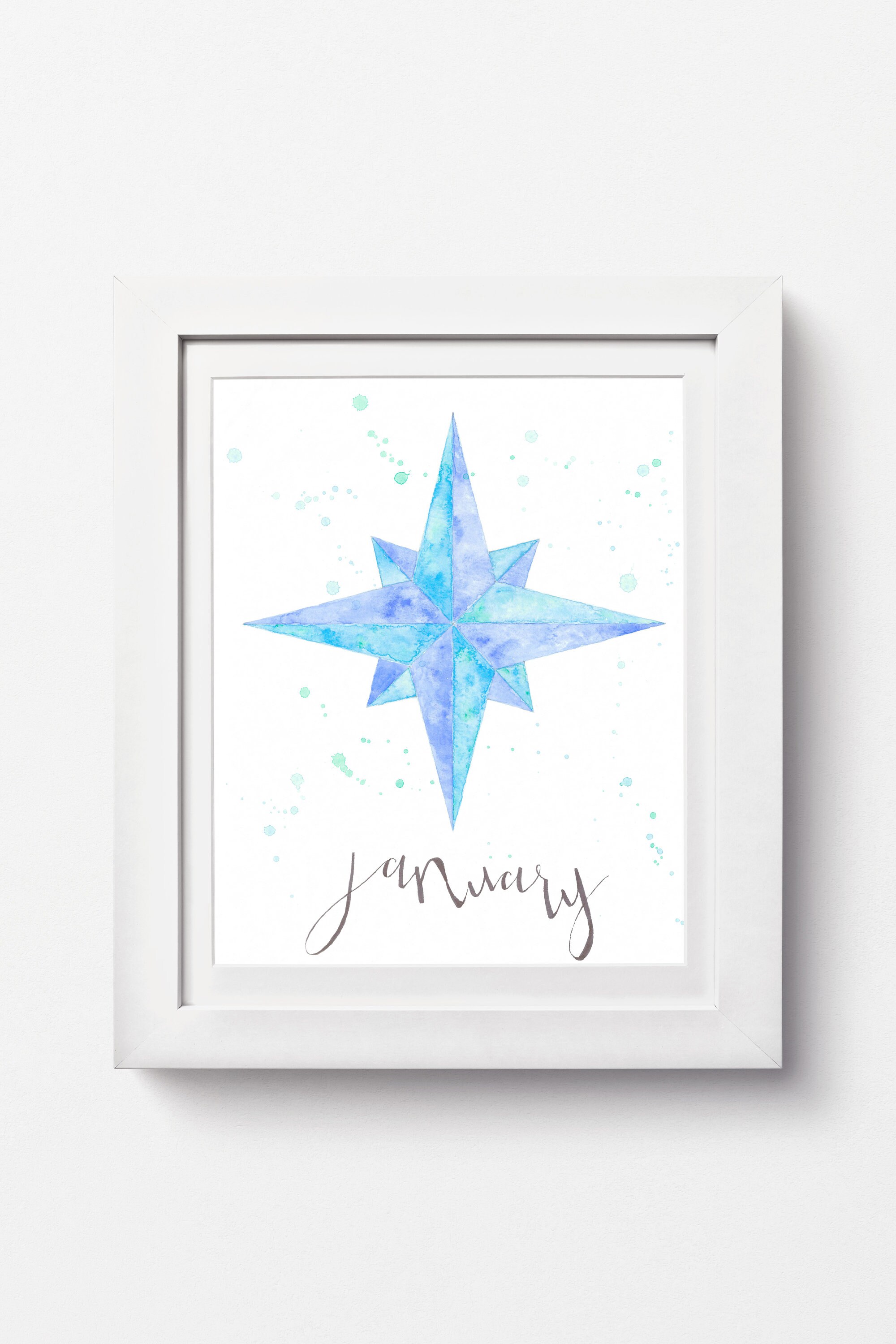 January Watercolor Print: Winter Watercolor, Colorful January Painting ...