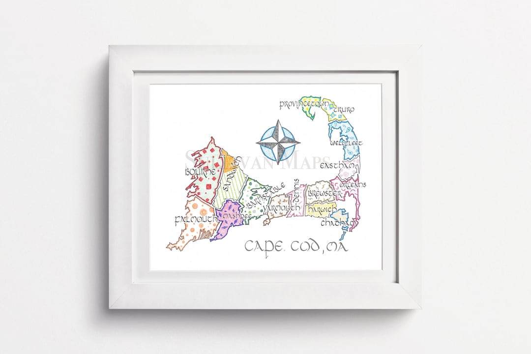 Cape Cod Map: City Map Print, Cape Cod Massachusetts Map Art, Air Bnb ...