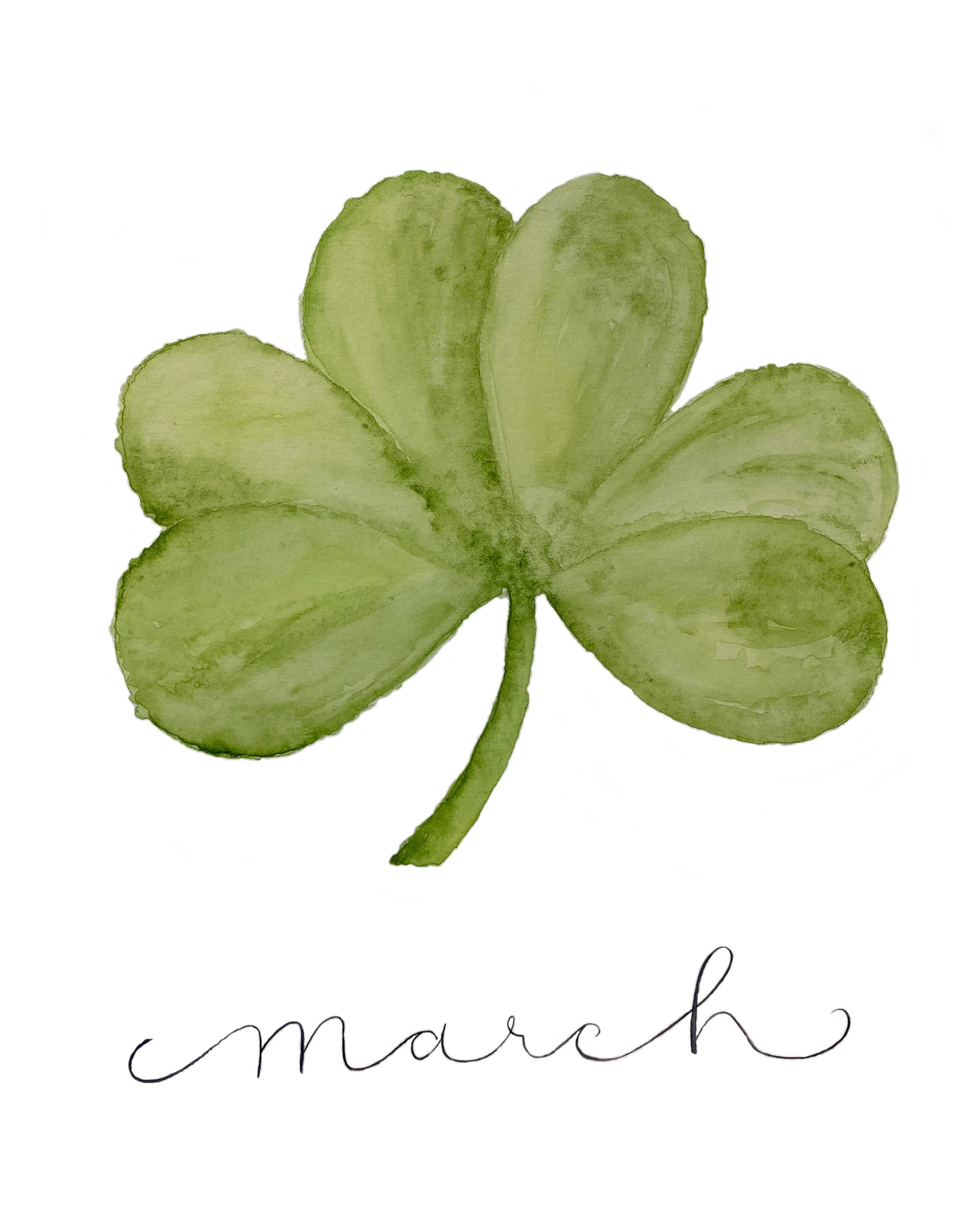 March Watercolor Print: March Shamrock Watercolor, Spring Watercolor ...