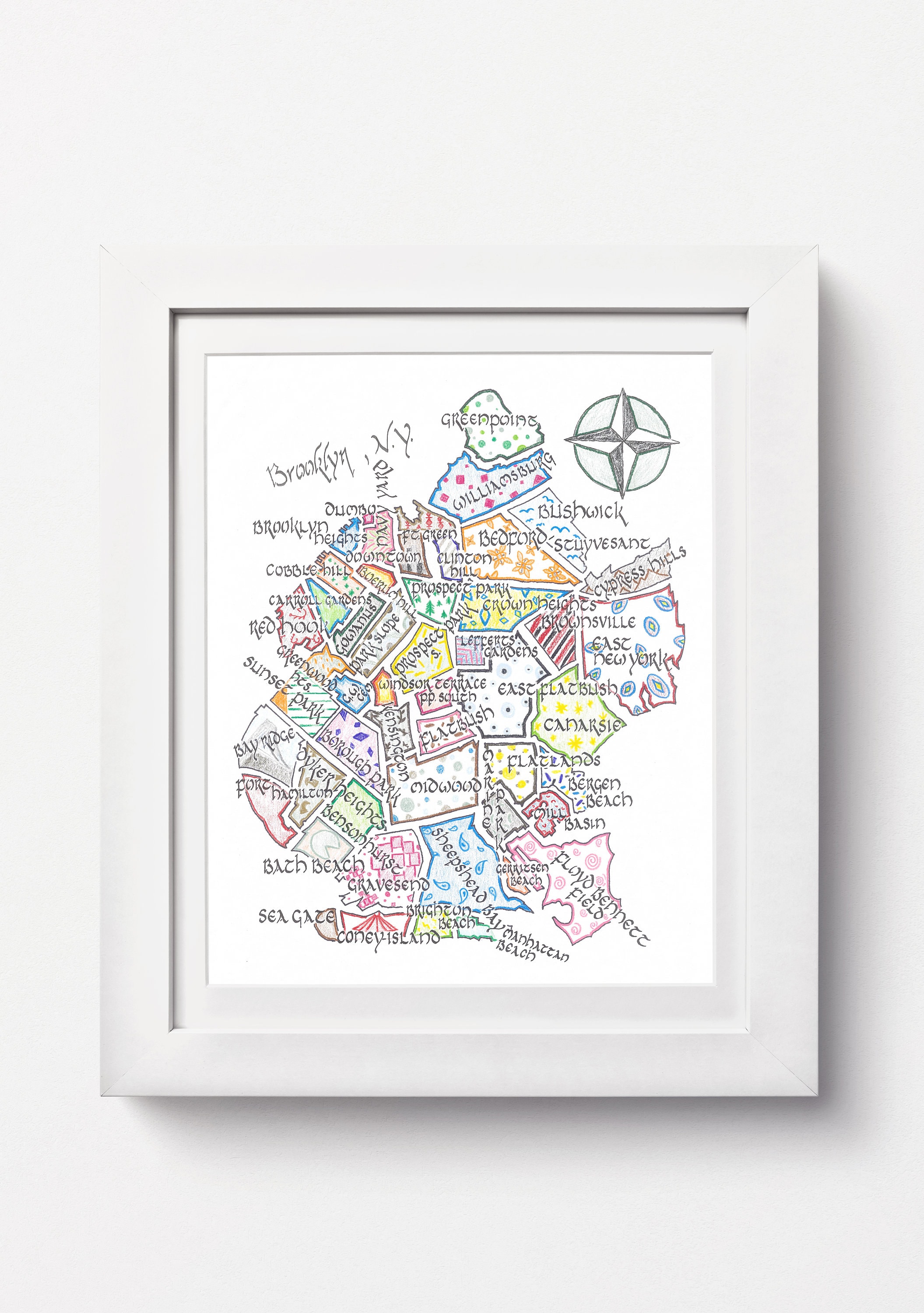 Brooklyn Neighborhood Map: Brooklyn Map Print, Neighborhoods of ...