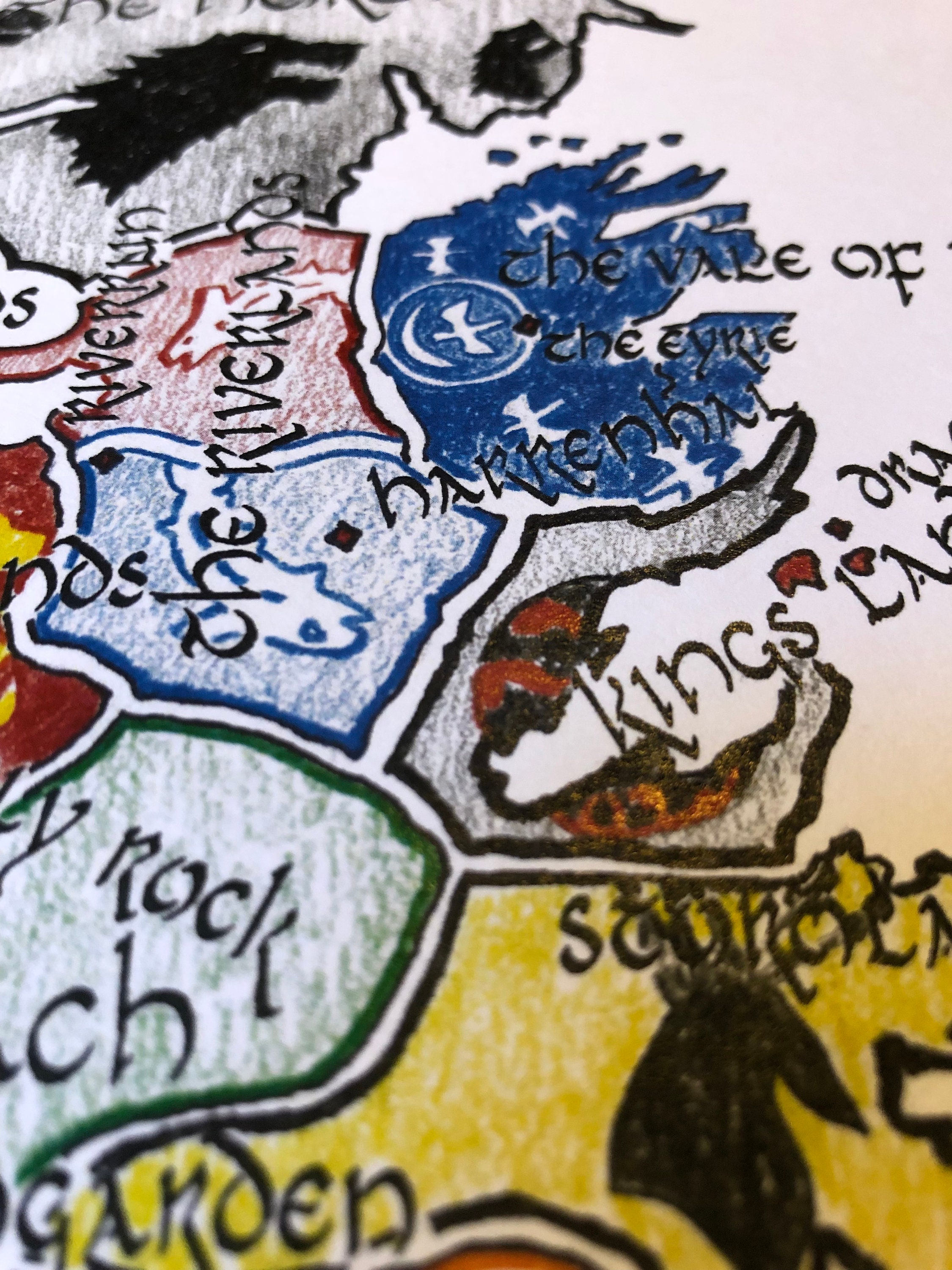 Game of Thrones Handmade Map Art Print: Westeros 7 Kindoms - Etsy