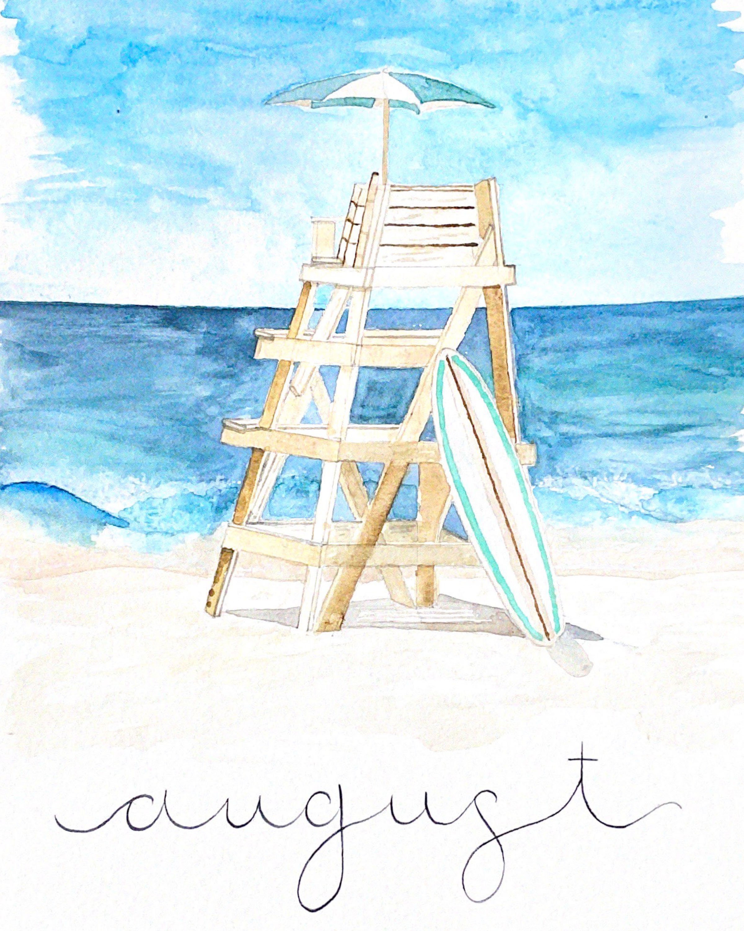 August Watercolor Print: August Month Art Painting Summer - Etsy