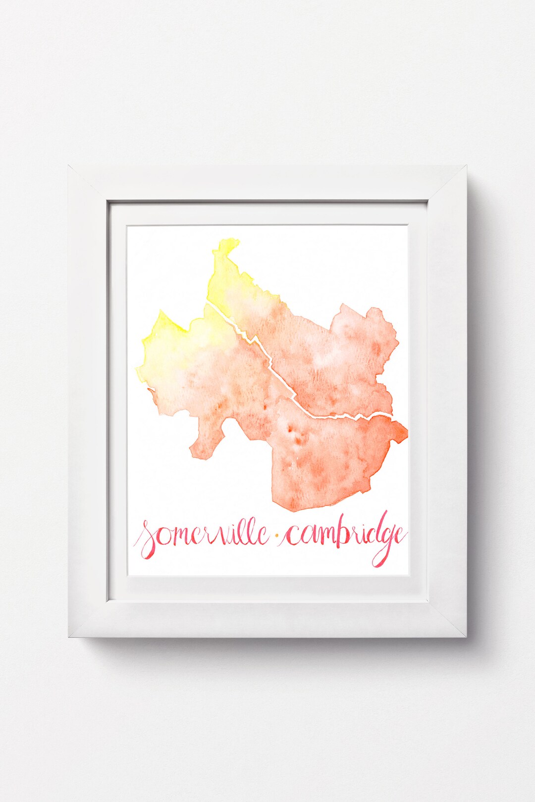 Somerville and Cambridge Map: Boston Neighborhoods Map Art, Somerville ...