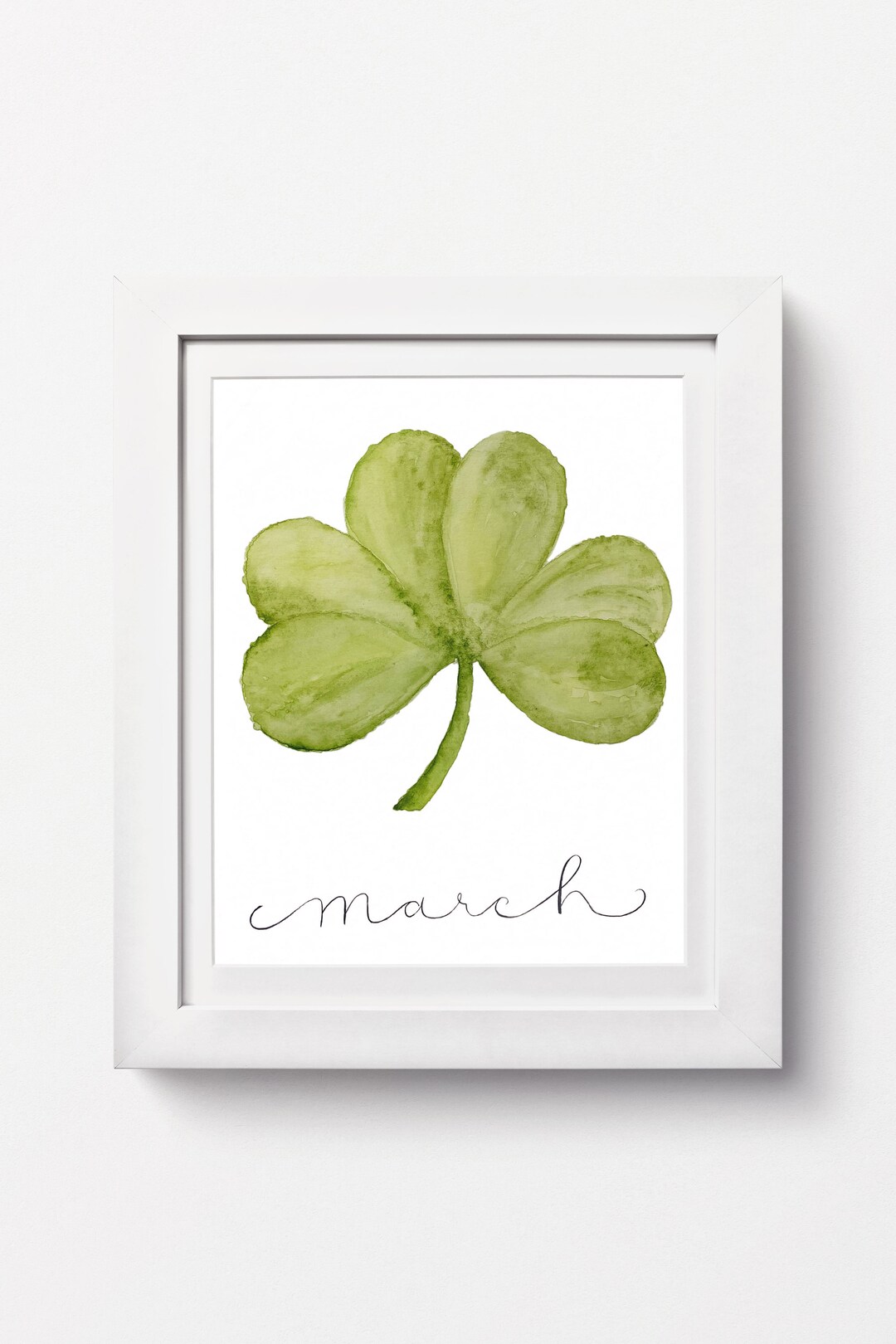 March Watercolor Print: March Shamrock Watercolor, Spring Watercolor ...