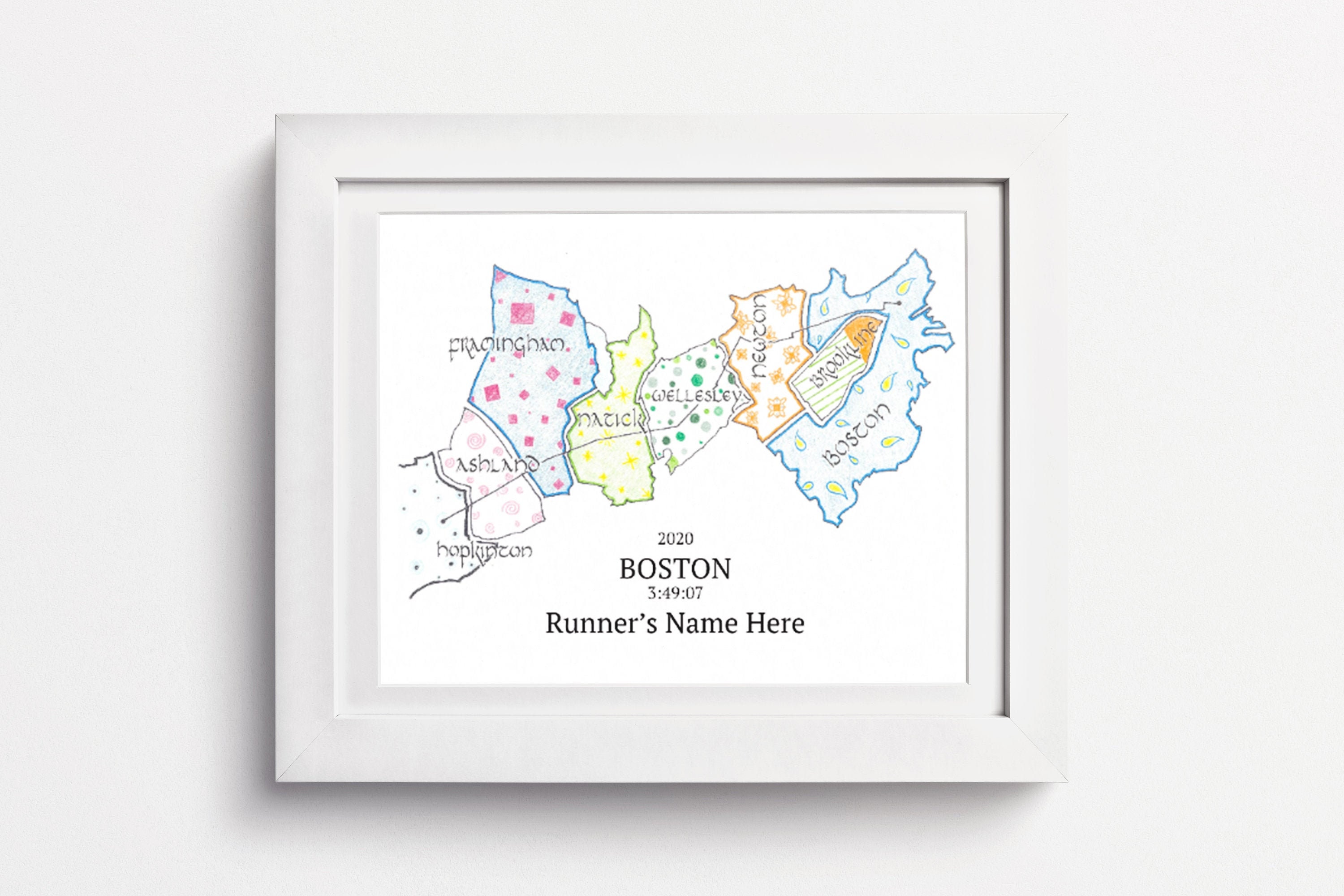Boston Marathon 2021: Boston Marathon Map, Personalized Marathon Gift ...