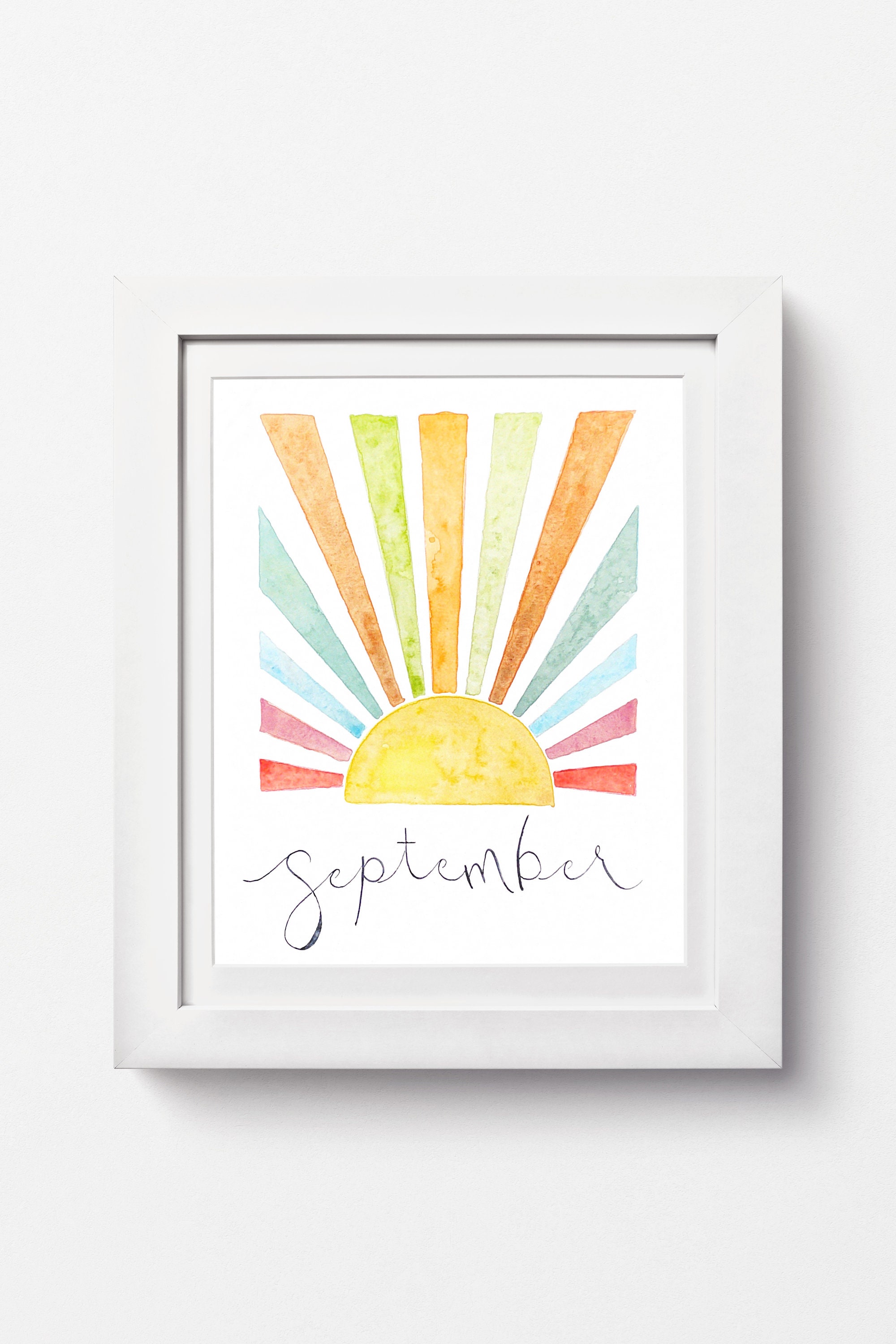 September Watercolor Print: Fall Colors Wall Art, September Calendar ...