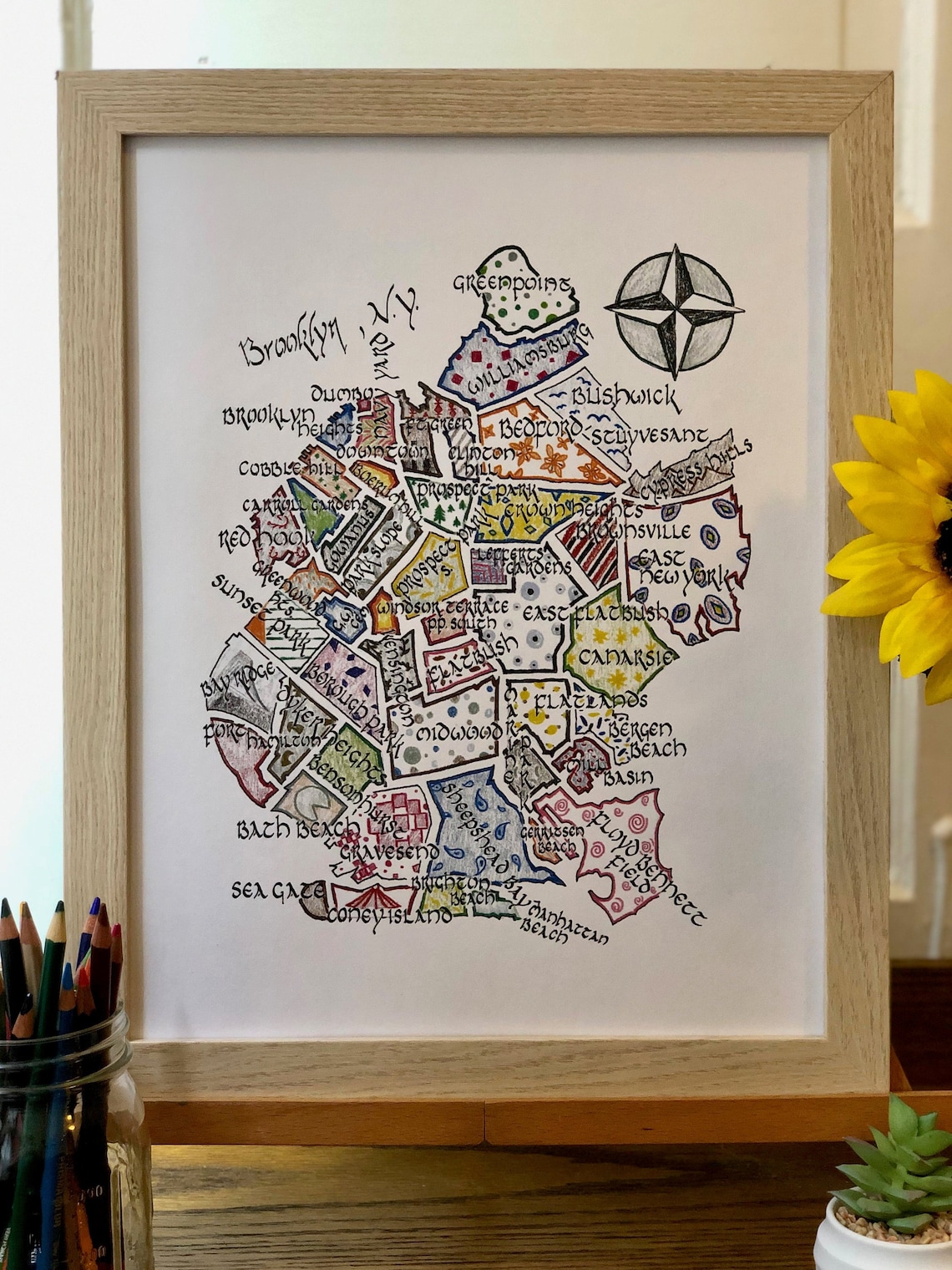 Brooklyn Neighborhood Map: Brooklyn Map Print, Neighborhoods of ...