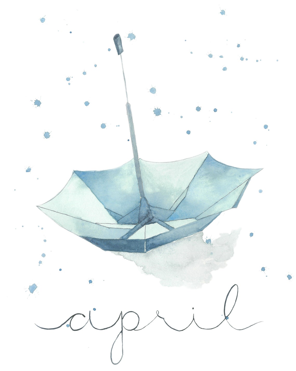 April Watercolor Print: April Rain Watercolor, Spring Watercolor ...