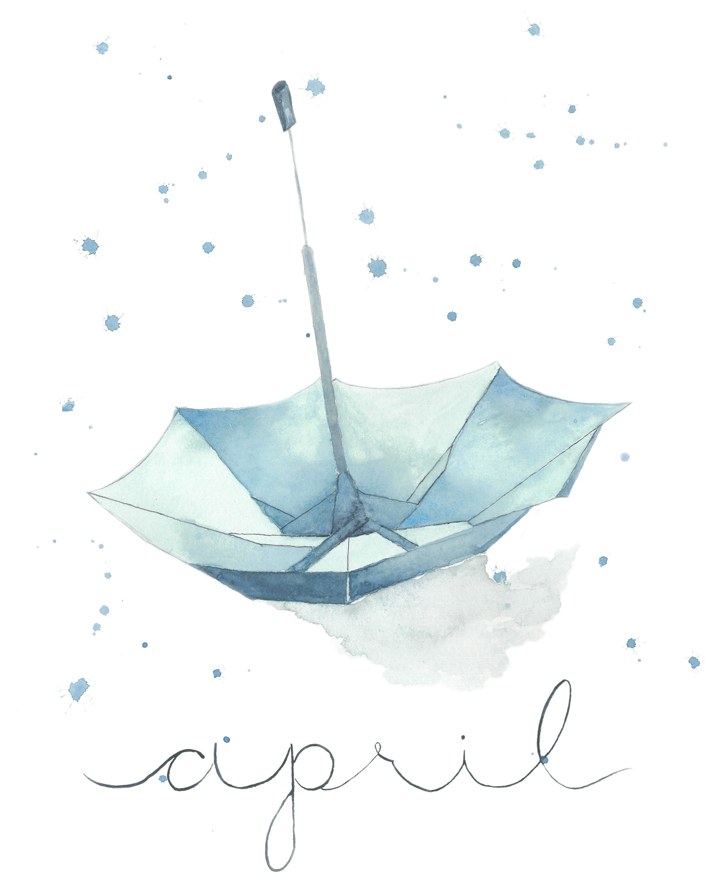 April Watercolor Print: April Rain Watercolor, Spring Watercolor ...