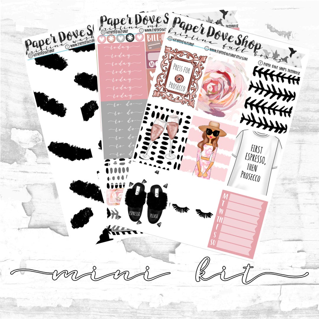 Kristina Mini Kit-- ECLP Vertical Kit, Decorative Stickers, Planner ...