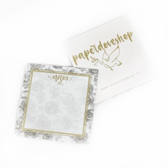 FOILED Floral Sticky Notes Gold Foil/floral Sticky Notes - Etsy