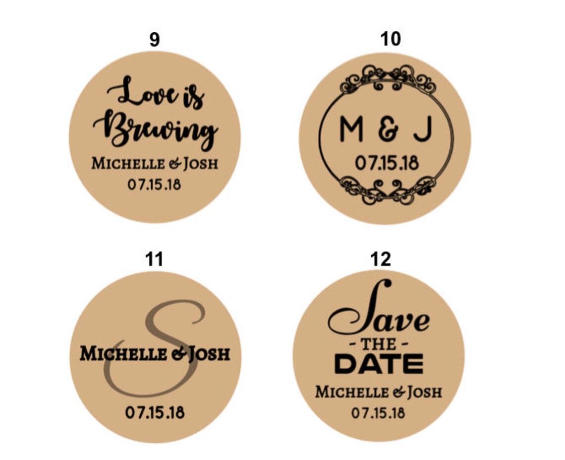 Custom Kraft Round Wedding Labels/stickers - 1.5" or 2" - Etsy