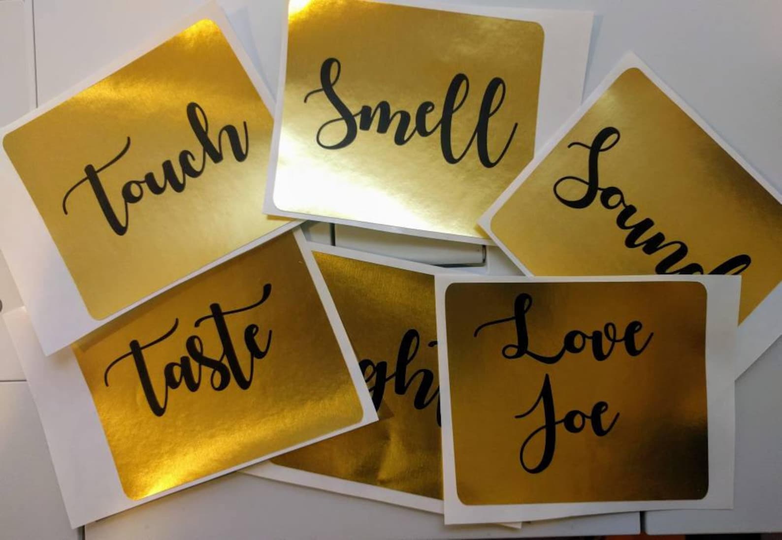 Custom Five senses gift labels/stickers | Etsy