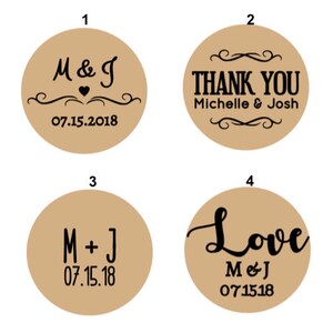 Custom Kraft Round Wedding Labels/stickers - 1.5" or 2" - Etsy