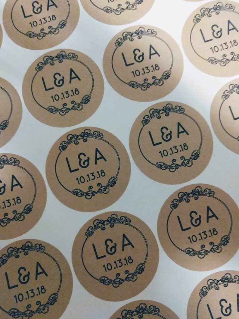 Custom Kraft Round Wedding Labels/stickers - 1.5" or 2" - Etsy
