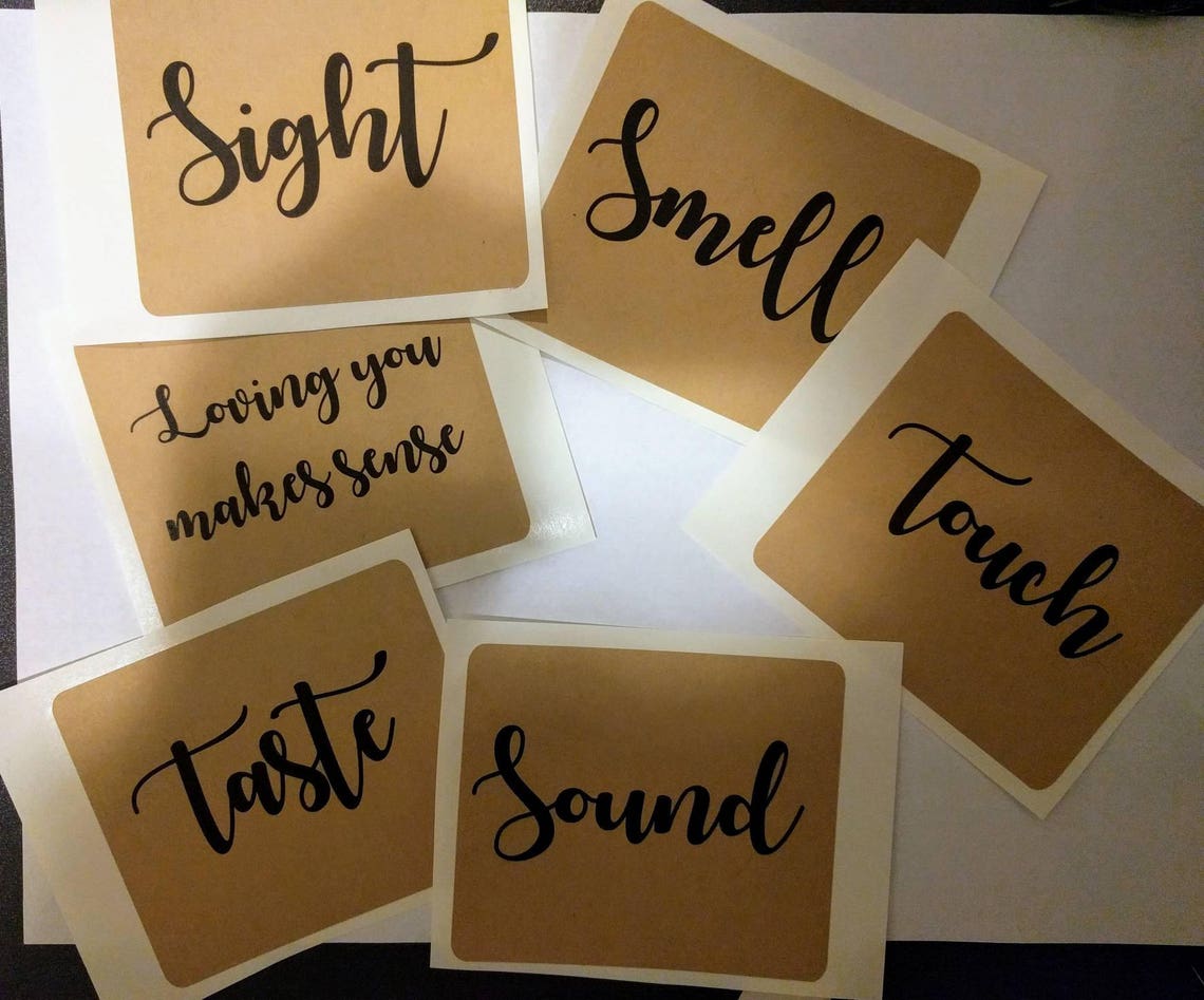 Custom Five senses gift labels/stickers | Etsy