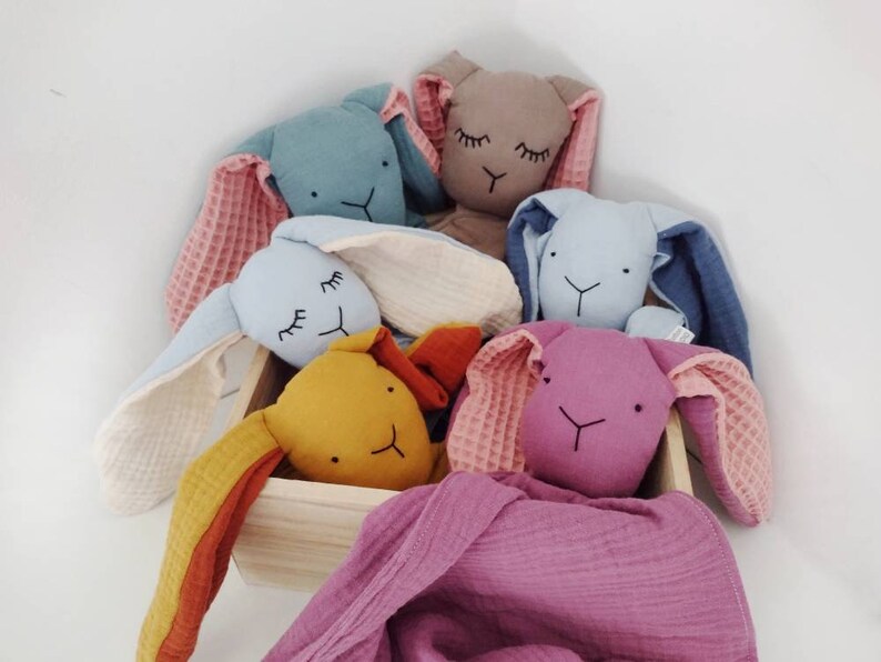 Cuddly Bunny Lovey for Baby First Toy for Newborns Muslin - Etsy UK