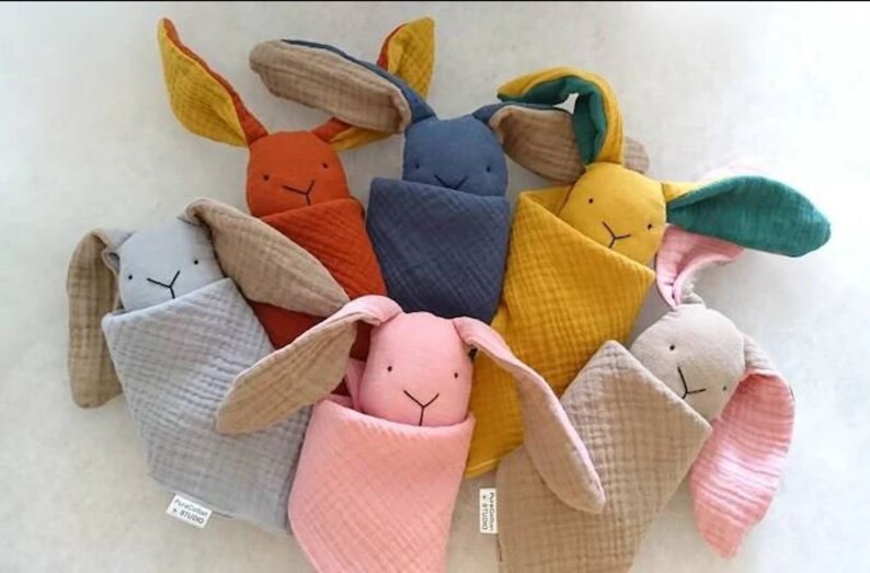 Cuddly Bunny Lovey for Baby First Toy for Newborns Muslin | Etsy UK