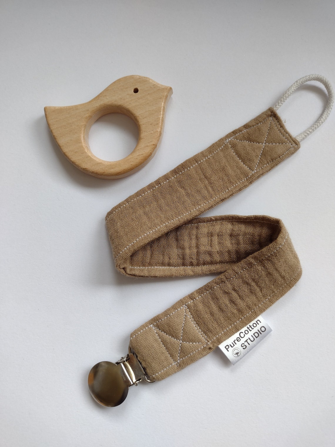 Minimalist Pacifier Clip Natural Linen Soother Holder Gift - Etsy