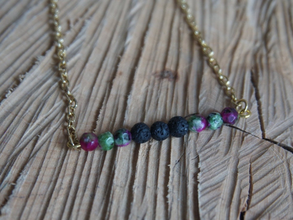 Essential Oil Diffusing Necklace With Ruby in Zoisite and - Etsy