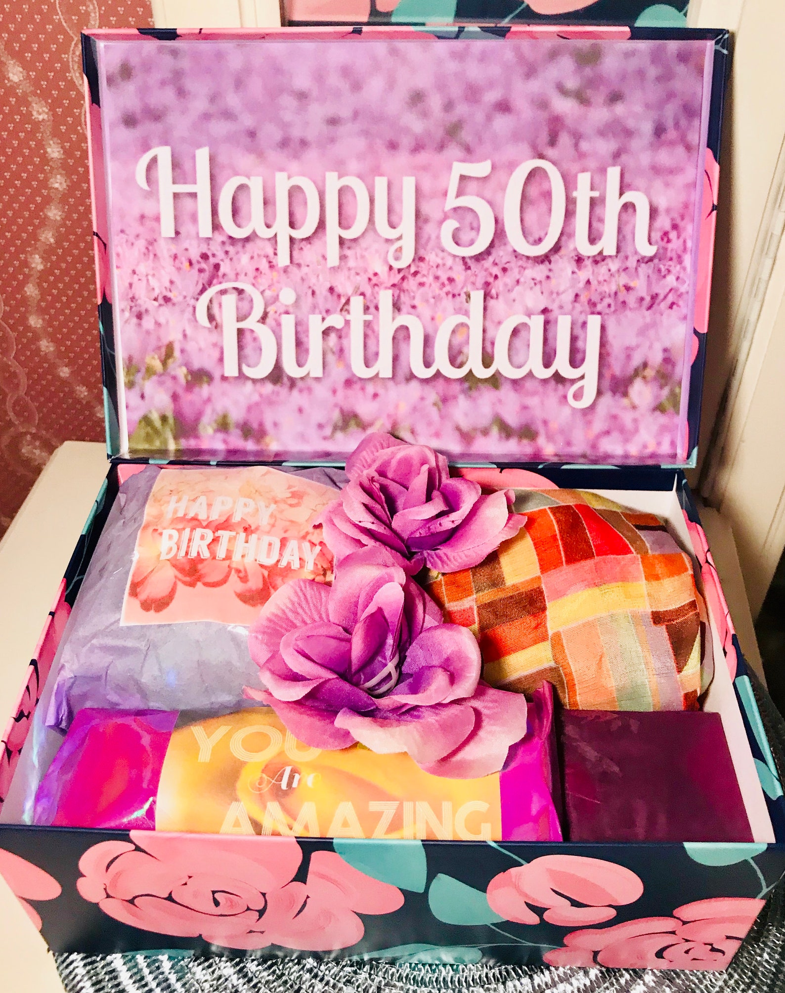 Personalized 50th Birthday Gift Box: Handmade Mystery Items - Etsy
