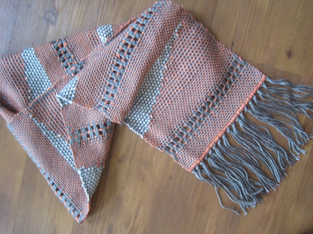 145 - Open Weave and Geometric Scarf - Etsy