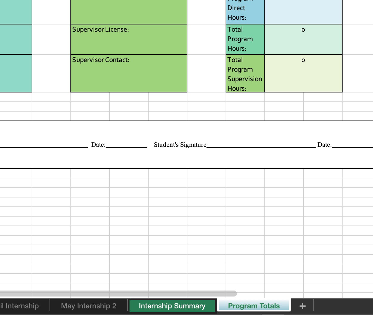 Counseling Internship and Practicum Hour Spreadsheet - Etsy
