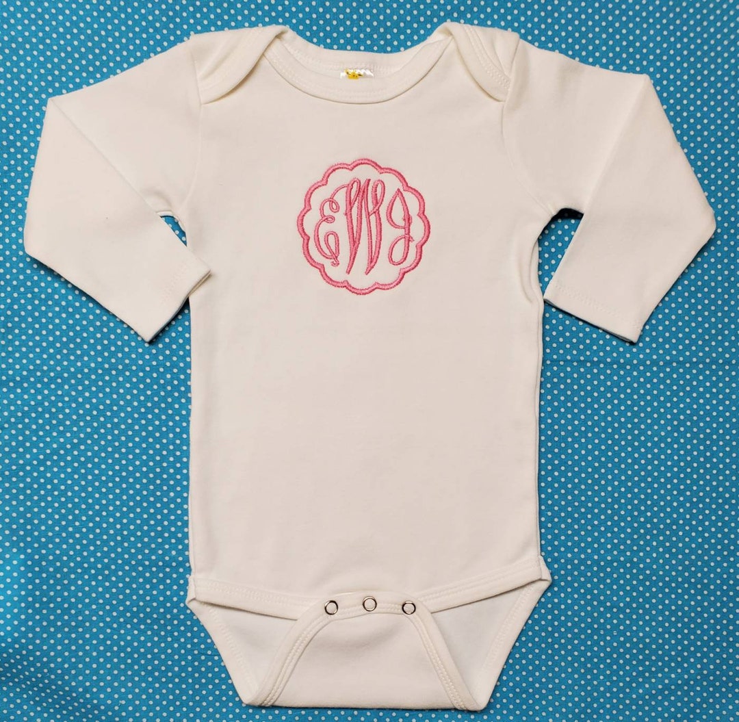 Monogrammed Long-sleeved Baby Bodysuit - Etsy