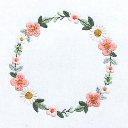 Floral Wreath Embroidery Design Flower Circle Frame Machine - Etsy