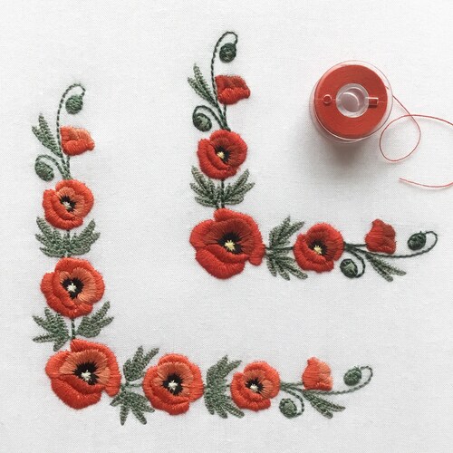 Corner of Poppies Machine Embroidery Design Remembrance Day - Etsy