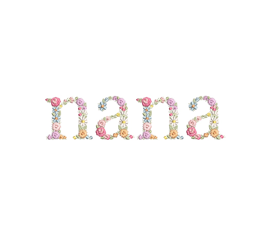 Machine Embroidery Design NANA 21cm / 8.25 Floral Letters LARGE HOOP ...