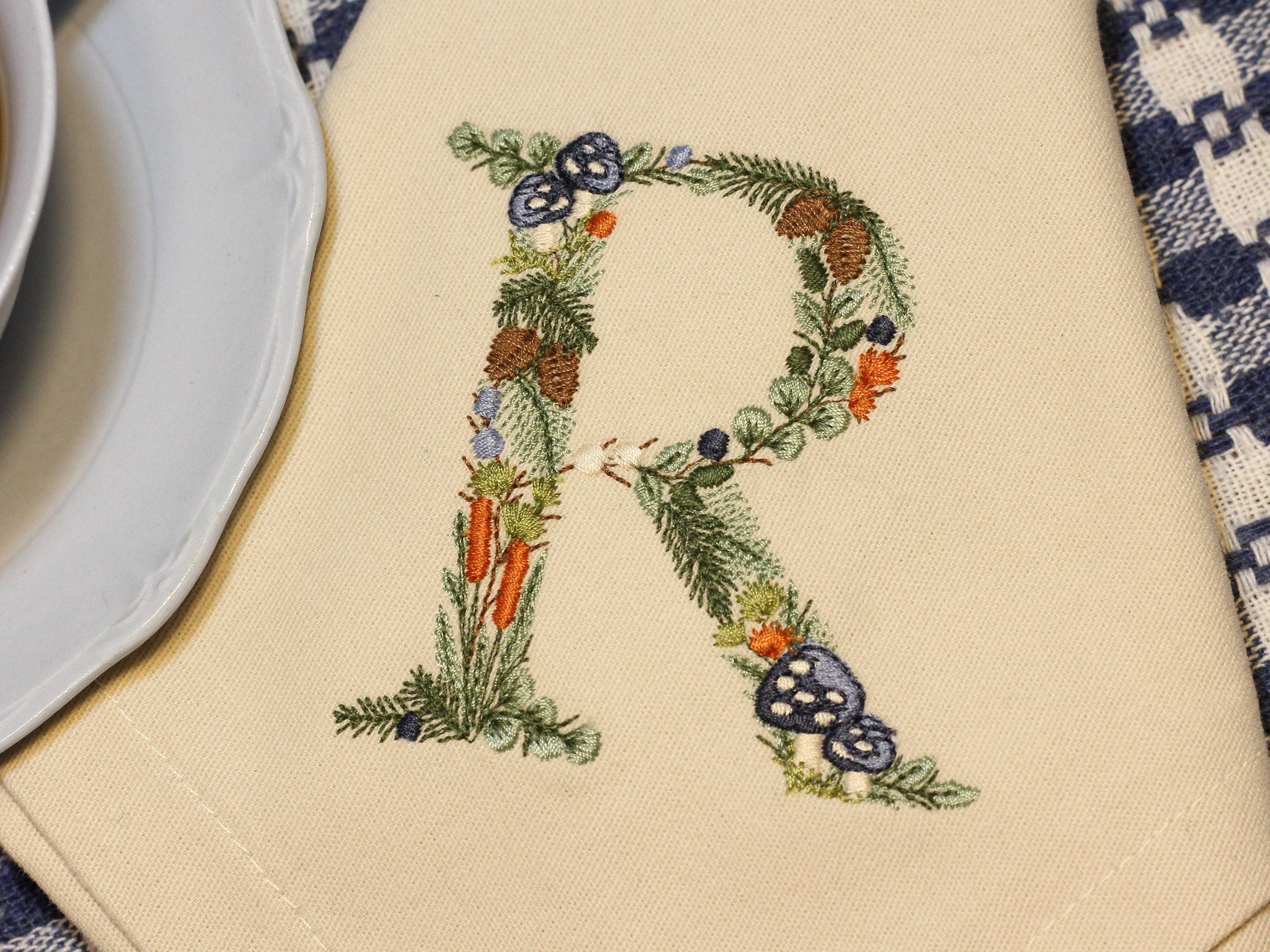 Machine Embroidery LETTER R Uppercase 3"/7,5 Cm Forest Font- Woodland ...
