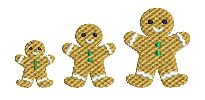 Gingerbread Man - Mini Christmas Machine Embroidery Design. 3 Sizes ...