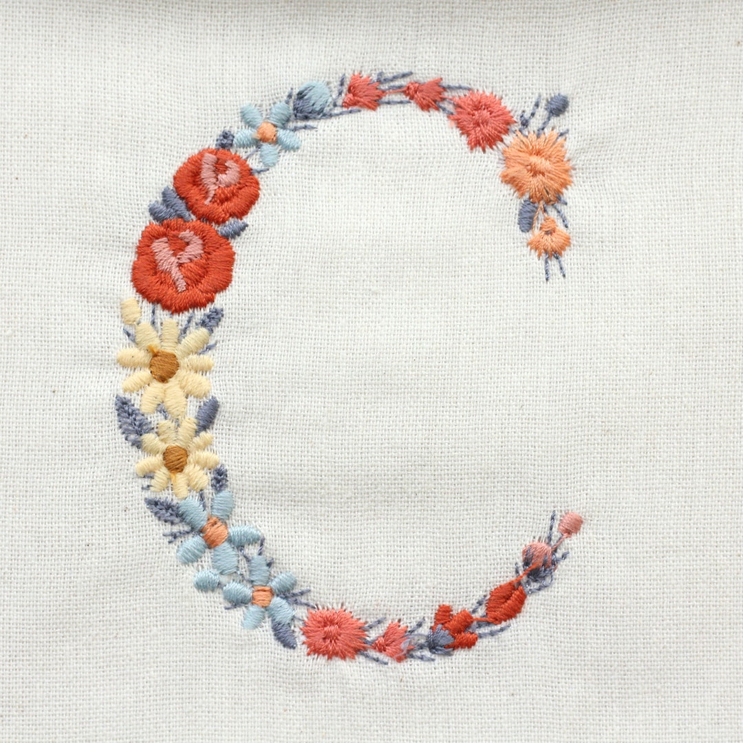 Machine Embroidery LETTER C Uppercase 3/7,5 Cm Dainty Floral Font ...