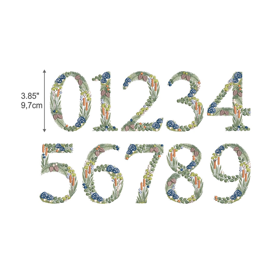 Machine Embroidery Designs 3.85" FOREST NUMBERS WOODLAND Mushroom ...