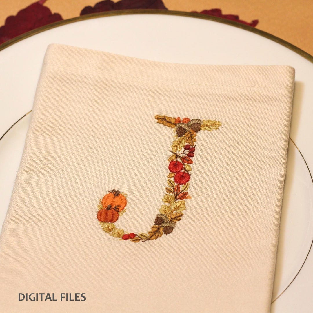 Machine Embroidery LETTER J Uppercase 3"/7,5 Cm Thanksgiving Font ...