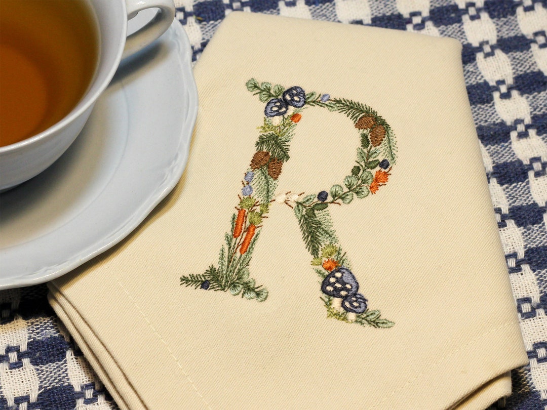 Machine Embroidery LETTER R Uppercase 3"/7,5 Cm Forest Font- Woodland ...
