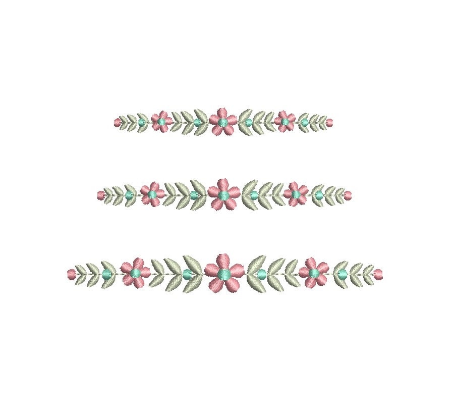 Small Flowers Border Machine Embroidery Design. 3 Sizes. Instant ...