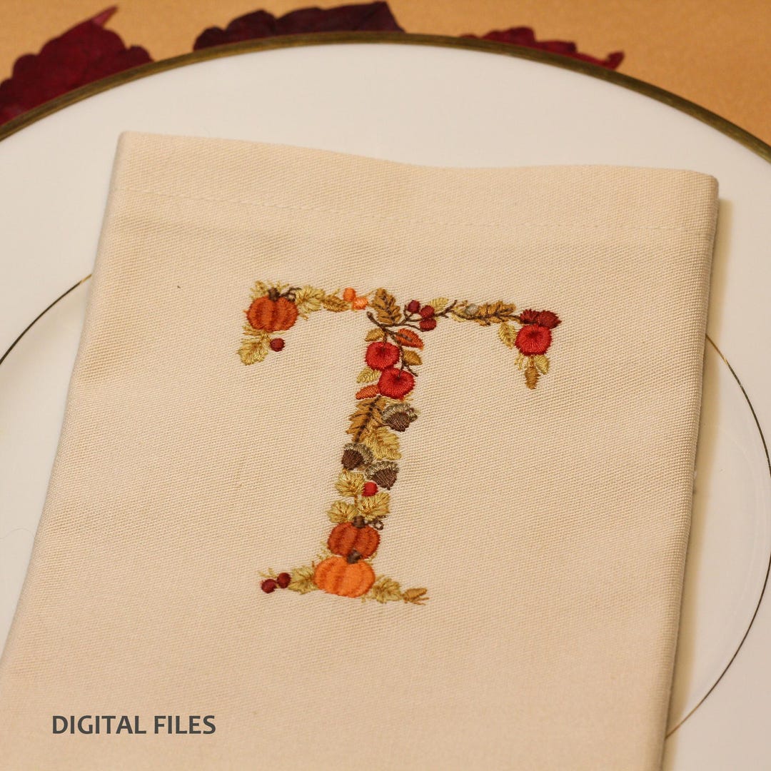 Machine Embroidery LETTER T Uppercase 3"/7,5 Cm Thanksgiving Font ...