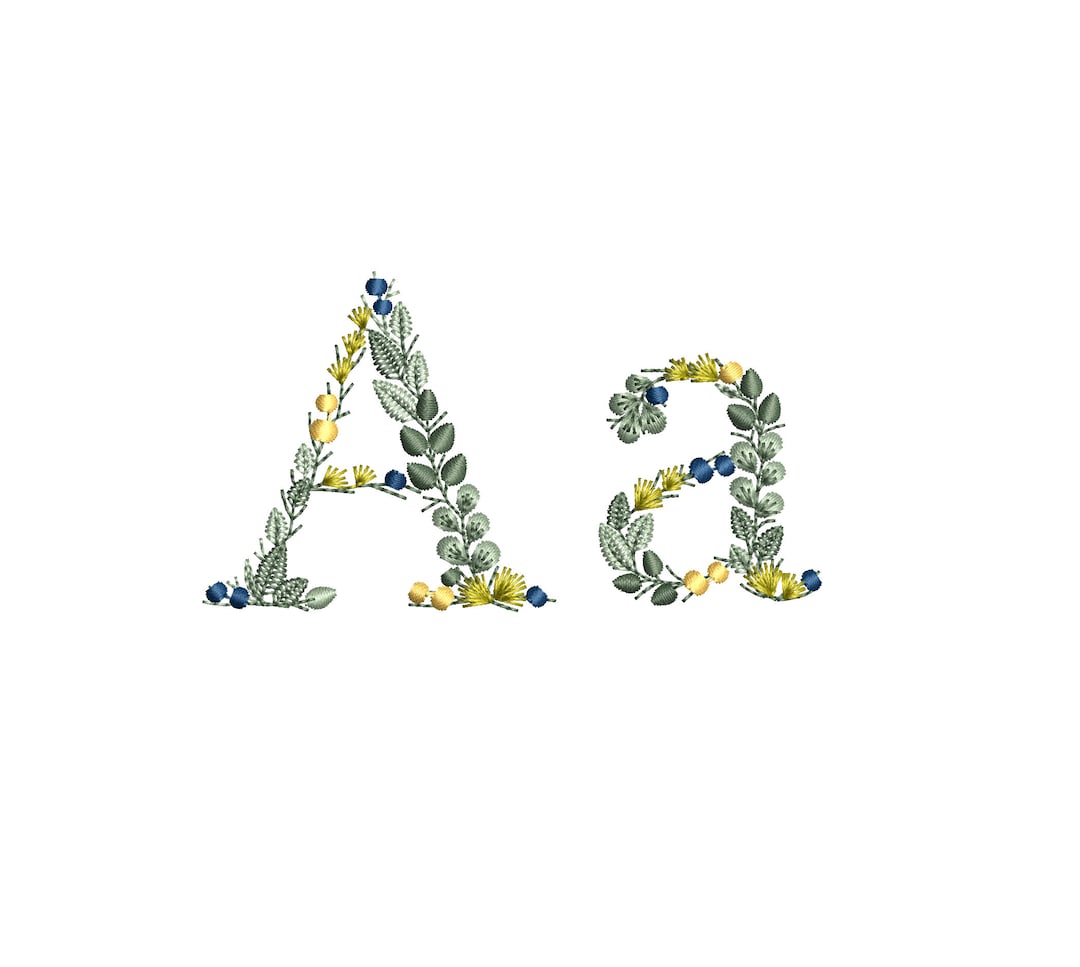 Machine Embroidery Design Small Letter A With Leaves Dainty Botanical ...