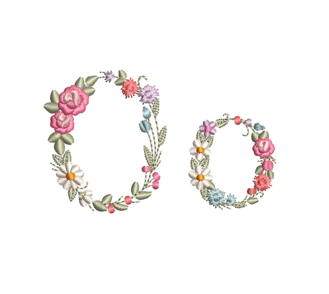 Machine Embroidery Design Small Floral Letter O Dainty Flower Font ...